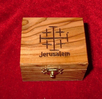 Hand Carved Olive Wood Box with Jerusalem Cross Carving on Top. – The ...